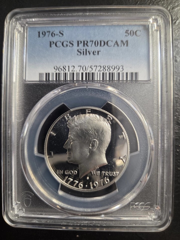 1976-S PROOF KENNEDY BICENTENNIAL SILVER HALF DOLLAR PCGS PR70 DCAM ...