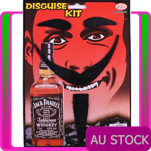 Fake Moustache Mustache Beard Eyebrows Theatrical Disguise Kit ...