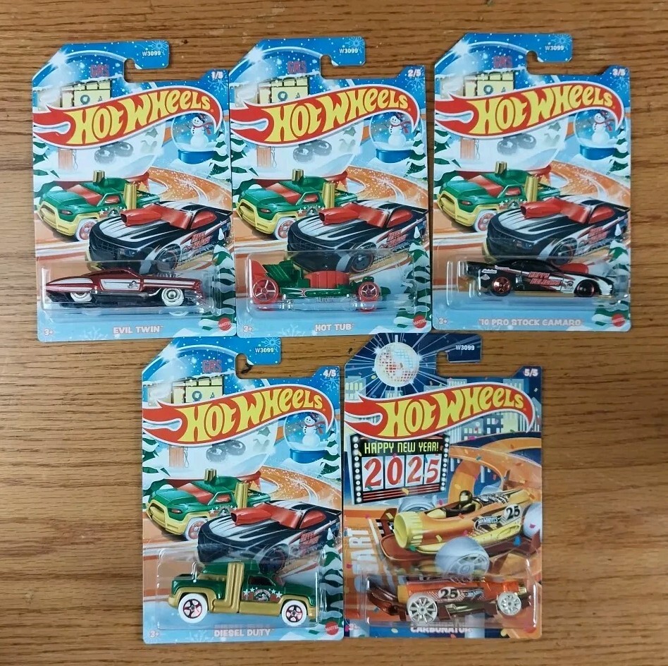 2024 Hot Wheels 2024 Christmas Holiday Set 2025 Happy New Year Full set ...