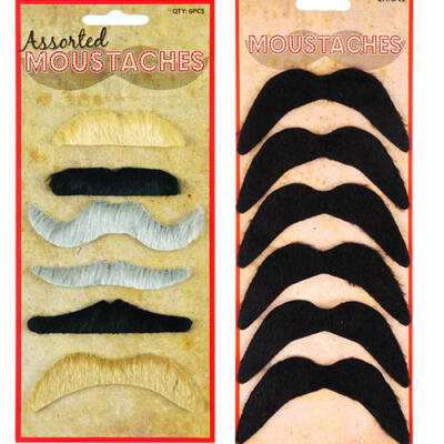 Assorted Moustache Set Adults Fancy Dress Fake Tash Novelty Costume ...