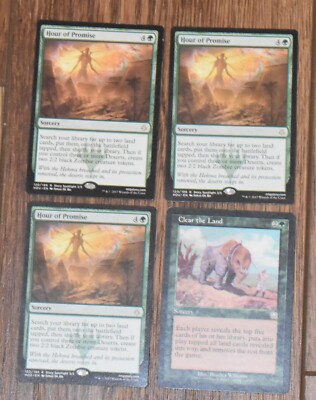 4x Rare Green MTG Sorcery Clear the Land, Hour Of Promise | eBay