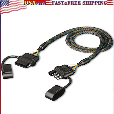 4 Pin Flat Trailer Wire Extension Cable 3.3ft/1m 4 Way Connector Male ...