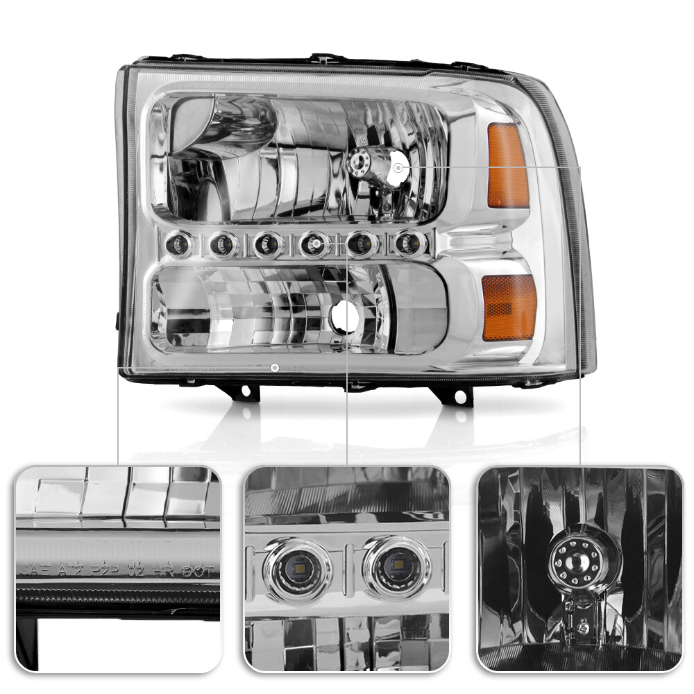 1999-2004 Ford F250 F350 F450 F550 Superduty Excursion LED Headlights ...