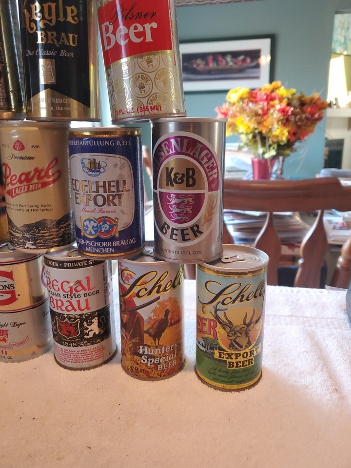Beer Can Lot 21 Piece Empty Pull Tab Various Brands Cans Bottom Opened ...