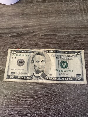 Five Dollar Solid Serial Note Very Rare Note . Mid condition. | eBay