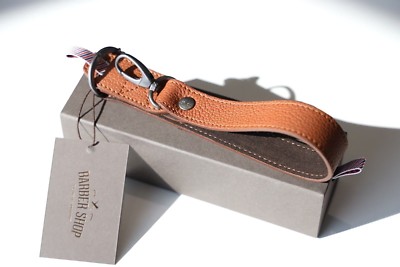 BARBER SHOP RAZOR CUT GRAINED BROWN LEATHER WRIST STRAP | eBay