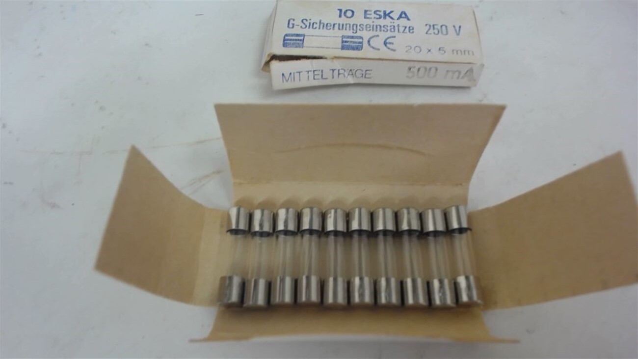 Lot Of 15 G-Sicherungseinsatze 10 Eska Fuses, 250V, 20X5Mm, 500Ma ...