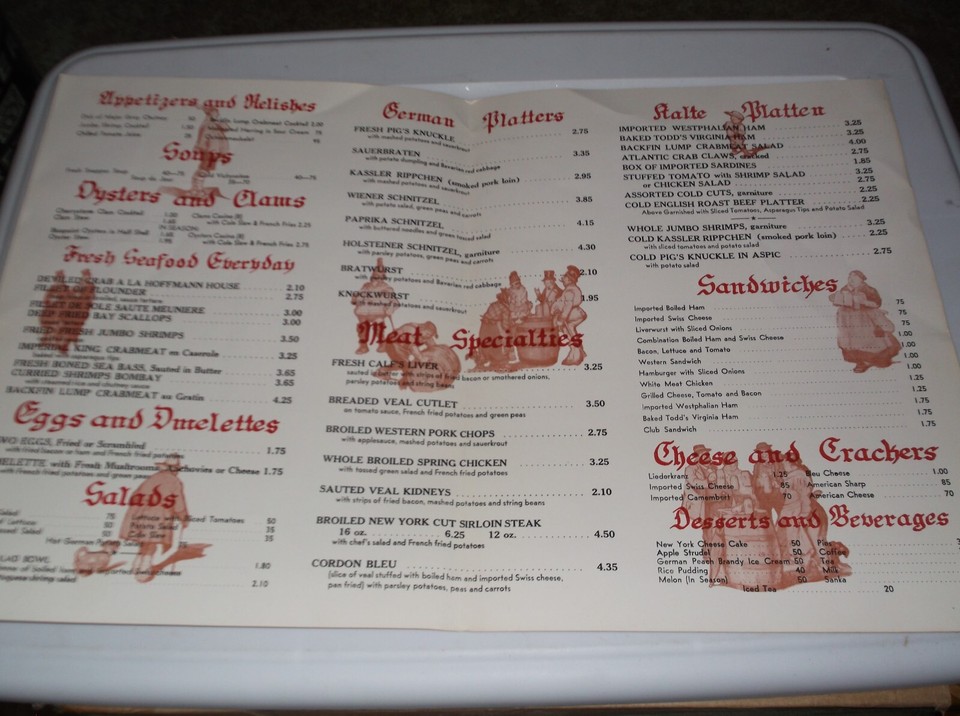 VINTAGE HOFFMANN HOUSE MENU PHILA, PA | eBay