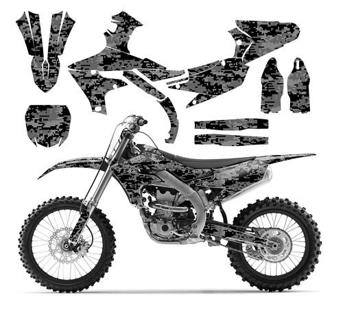 2019 2020 YZ250f YZ450f custom graphics sticker kit Digital Camo Black ...
