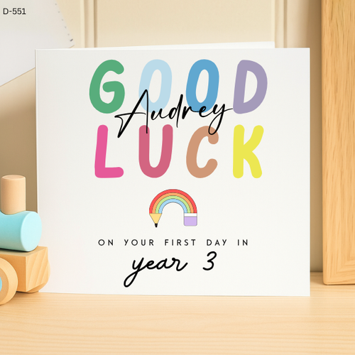 Good Luck Card for Kids, Personalised First Day Card, Good Luck Card ...