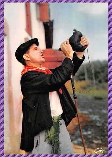Postcard Basque Peasants Drinking from a Goat Skin Gourd | eBay