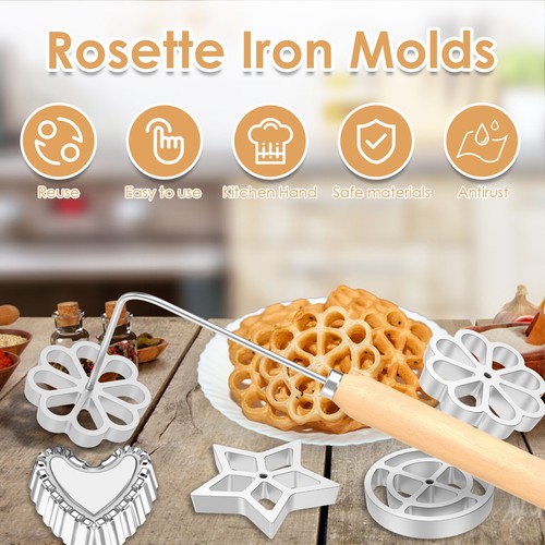 Waffle Rosettes Molds with Handle Aluminium Alloy Rosette Maker ...