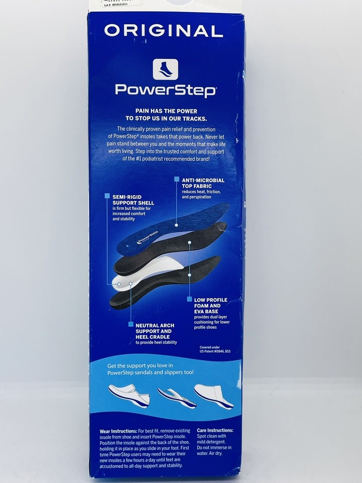 Powerstep Original Full Length Insoles Arch Supports Orthotics M3-3.5 ...