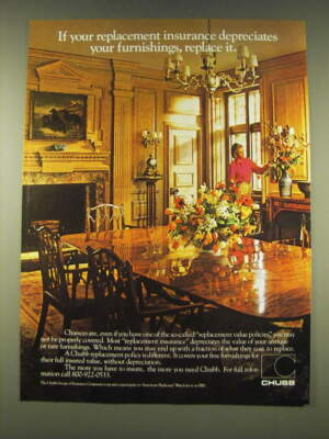 1989 Chubb Insurance Ad - If your replacement insurance depreciates | eBay