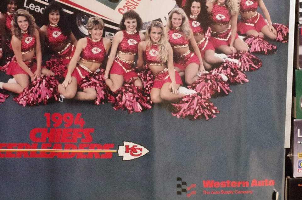 Vintage 1994 Kansas City Chiefs Cheerleader poster Castrol GTX Western ...