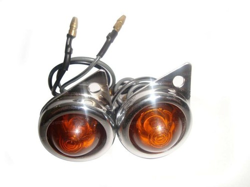 Amber Pilot Lamp For Royal Enfield Bullet Pilot Light & Chrome Ring Set ...