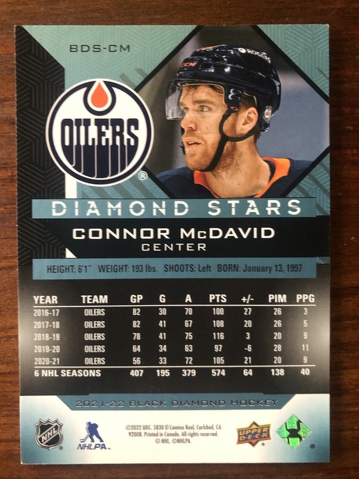 2021-22 UD Black Diamond Connor McDavid /249 Stars 21/22 Upper Deck SP ...