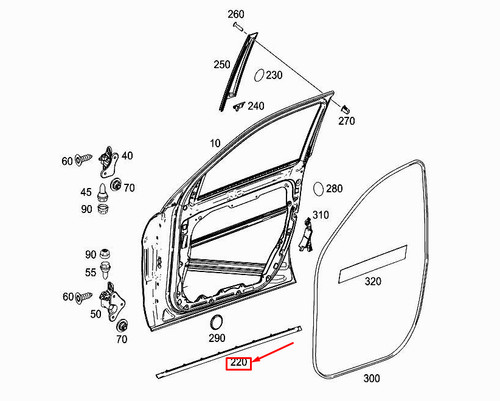 NEW MERCEDES-BENZ GLE W166 FRONT LEFT LOWER DOOR COVER STRIP ...