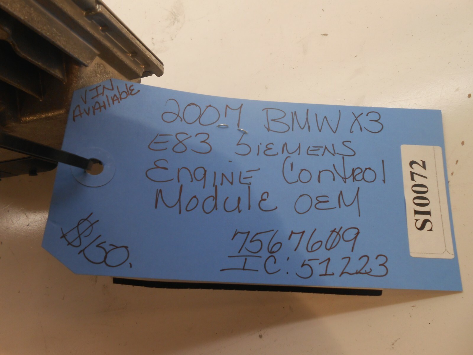 2007 BMW X3 E-83 SIEMENS ENGINE CONTROL MODULE OEM 7567609 IC 51223 ...