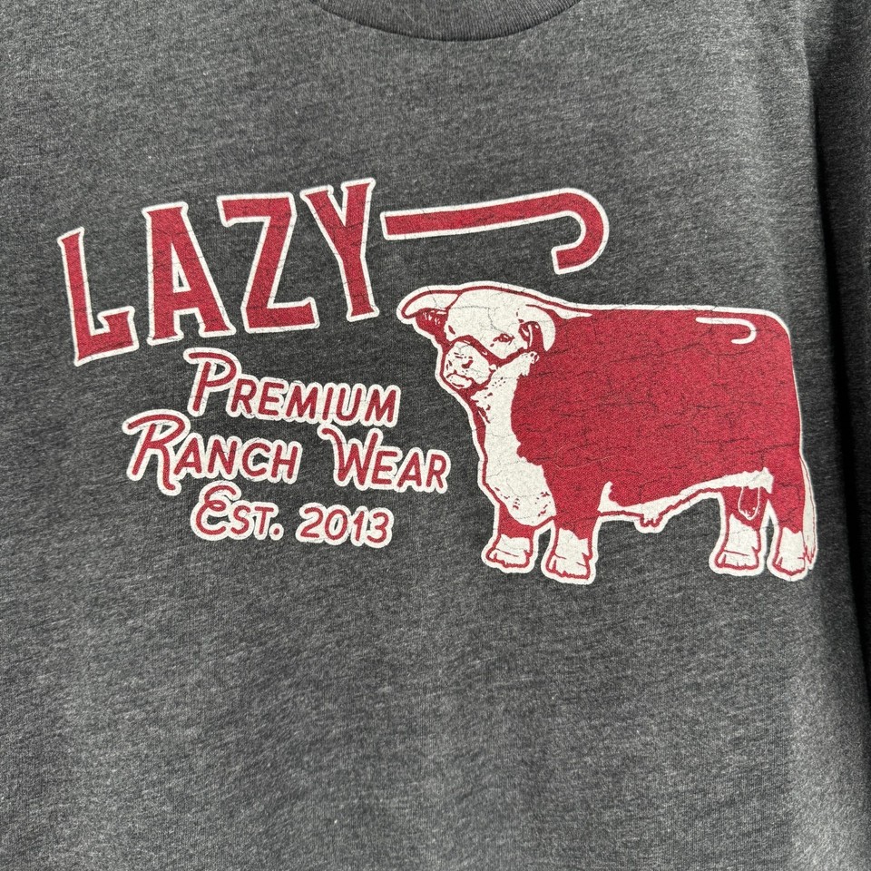 NEW Lazy J Ranch Wear Premium T-Shirt Men's Large Gray Cowboy Landman ...