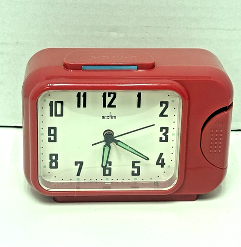 Acctim red vintage alarm clock with light and battery (alarm Faulty ...