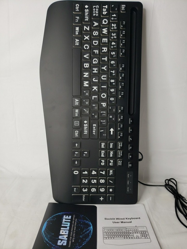 SABLUTE Large Print Backlit Keyboard, with 7-Color Backlit for Laptop ...