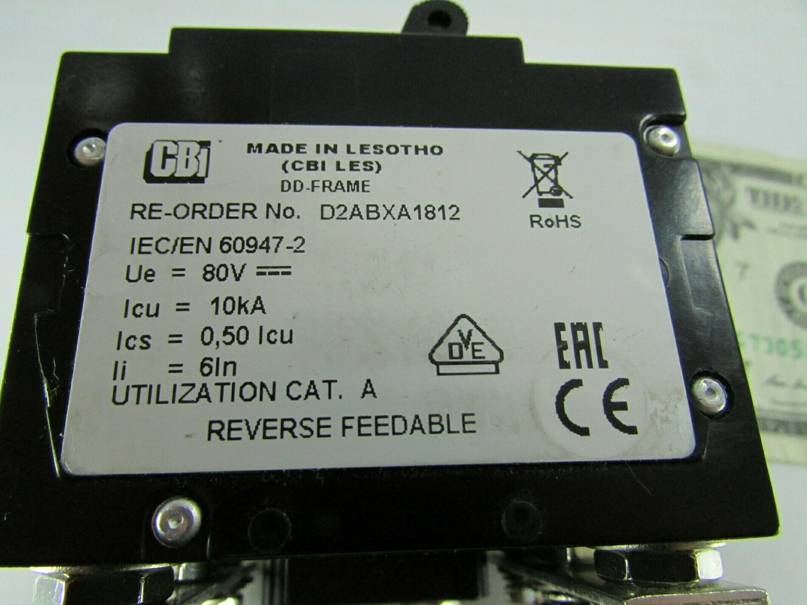 New CBI 3-Pole DD-Frame 250A / 80V DC Circuit Breaker Stud Terminals ...