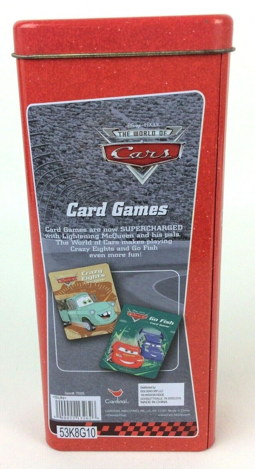 Disney Pixar Cars 2 Card Games Crazy Eights & Go Fish Red Tin Age 3 And ...