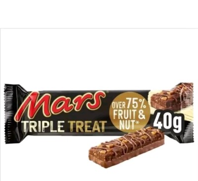 18 X 40g Mars Triple Treat Fruit & Nut Chocolate Bars, Healthy Snacks ...