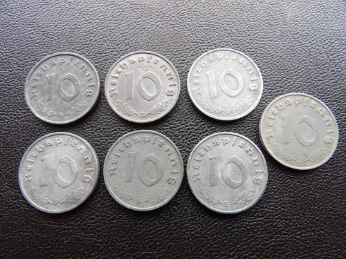Germany 1940 coin 10 reichspfennig full set zinc A,B,D,E,F,G,J with ...