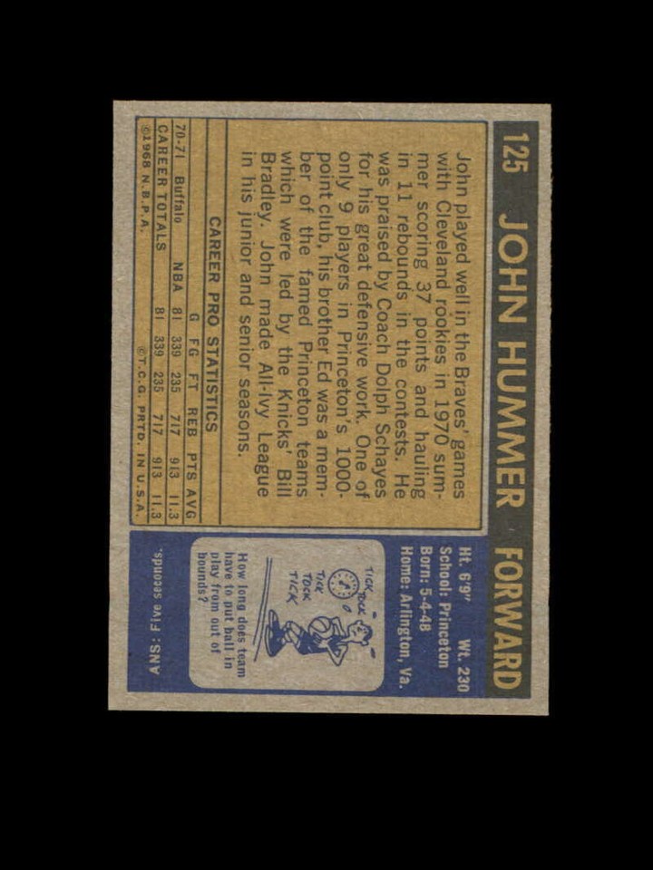 1971 Topps Basketball #125 John Hummer DP STARX 7 NM (CS809721) | eBay