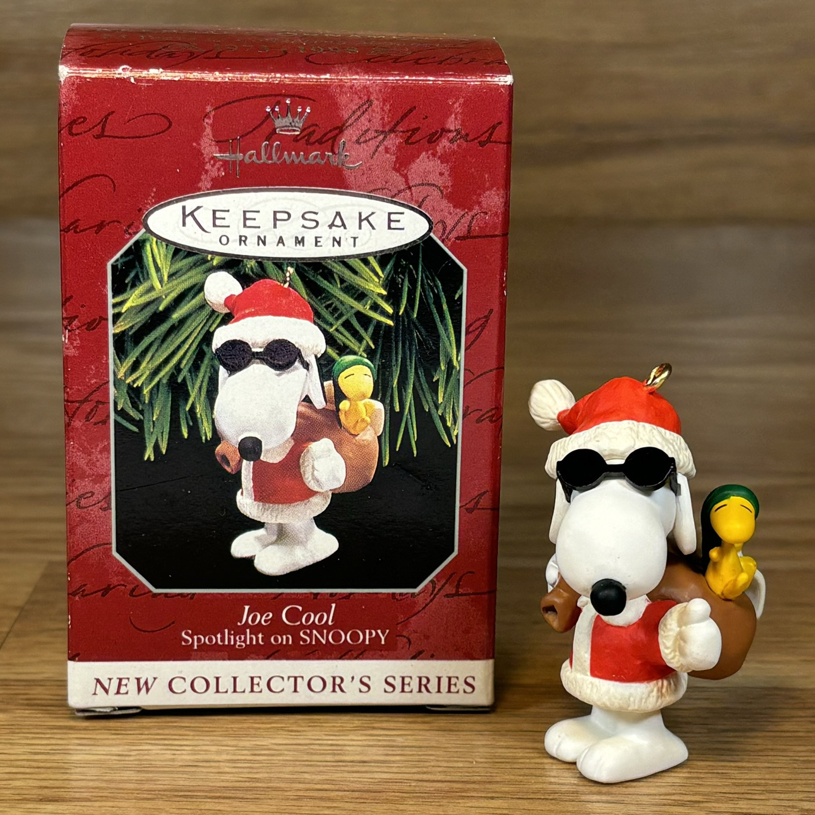 1998 Hallmark Keepsake Peanuts Snoopy Christmas Ornament Joe Cool Santa ...