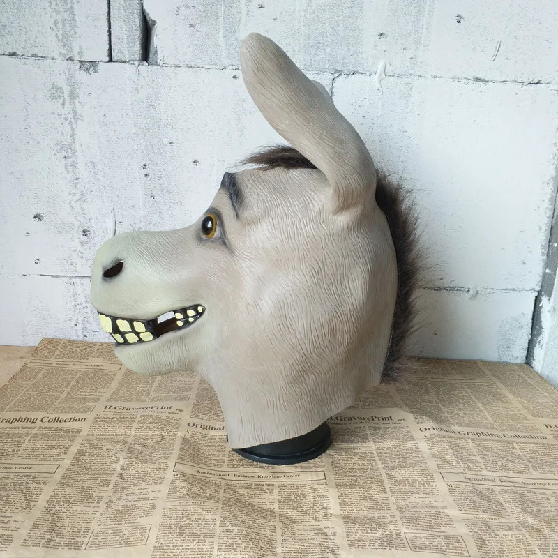 Funny Donkey Mask Animal Horse Head Halloween Party Cosplay Dance Prop ...