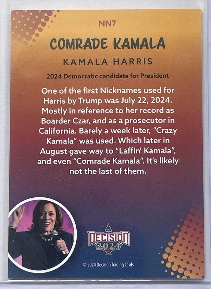 Decision 2024 Trump Nicknames “Comrade Kamala” Kamala Harris NN7 | eBay