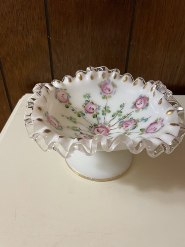 Fenton Charleton Collection Silver Crest Candy Dish With Hand Painted ...