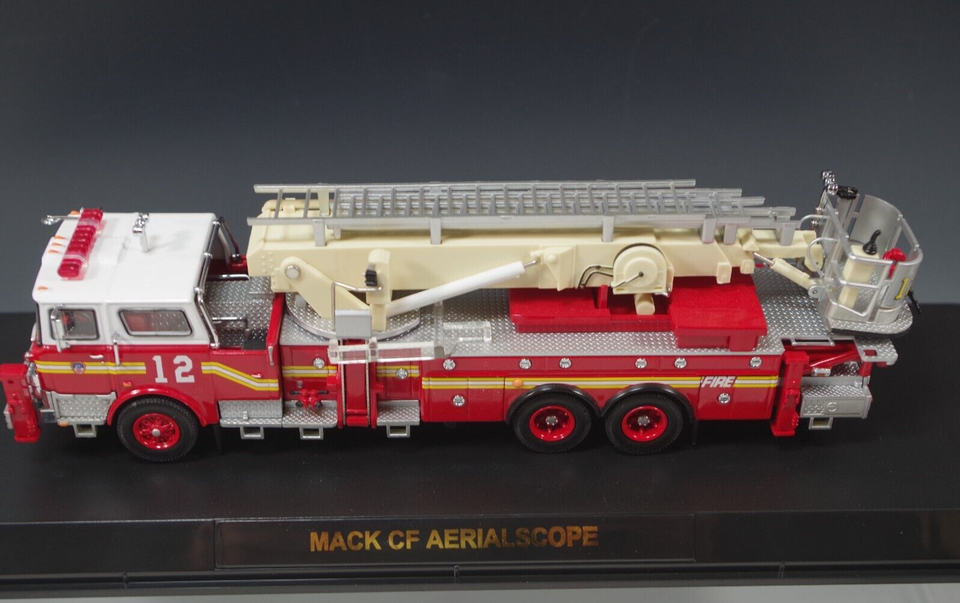 CODE 3 MACK CF AERIALSCOPE LADDER FDNY #12 FIRE TRUCK LE. 1/64 DIE CAST ...