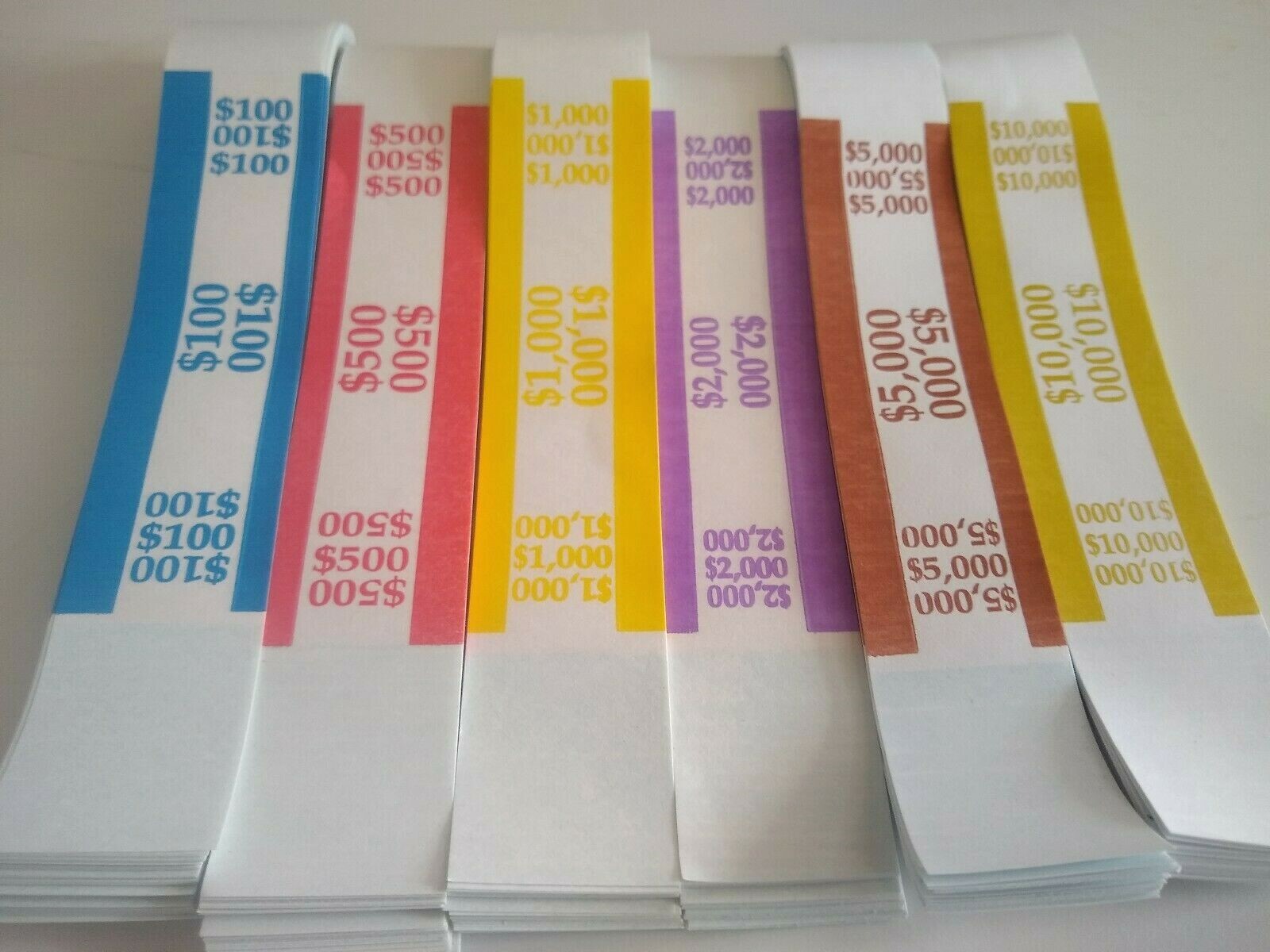 90 Self -Sealing Currency Straps/Bands $100 $500 $1000 $2000 $5000 ...