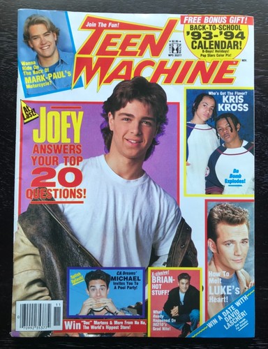 1993 Teen Machine Magazine Calendar Beverly Hills 90210 Luke Perry Joey Lawrence | eBay