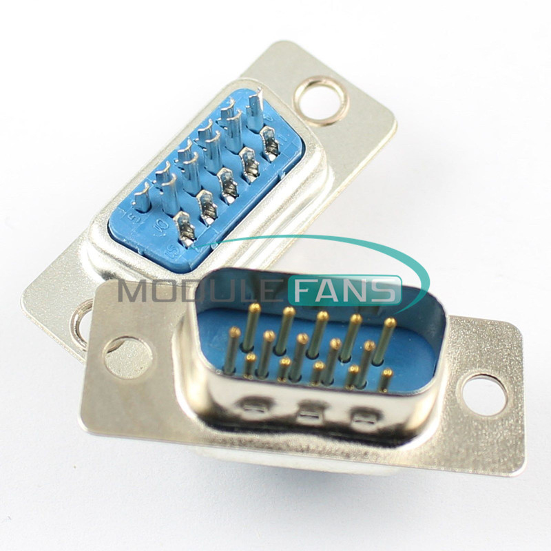 5PCS Connector D-SUB DB15 DB-15 15pin Male Plug VGA Socket for LCD ...