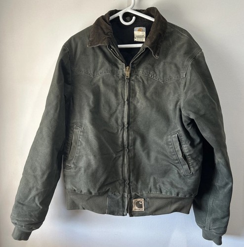 Vintage Carhartt Santa Fe Jacket J14 MOS Moss Green Canvas Quilted Lined Size M | eBay