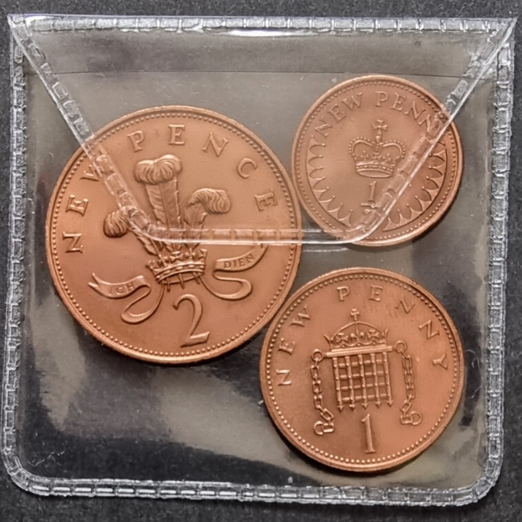 1971 Two 2p One 1p Half New Pence First Decimal UK Uncirculated Coins ...