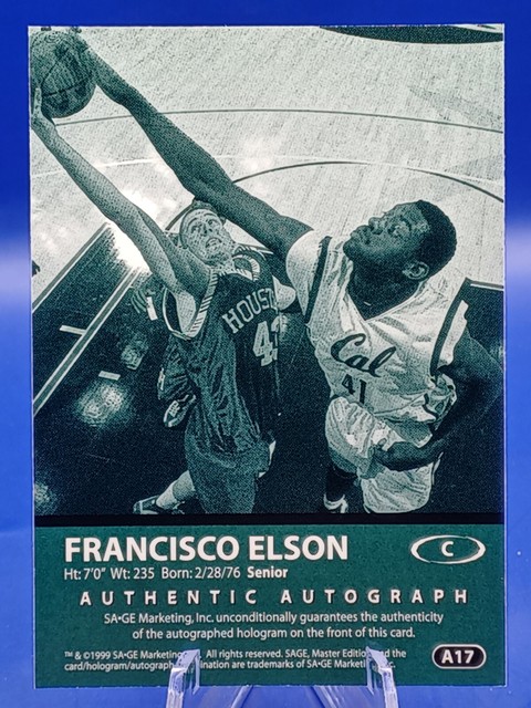 1999 Sage - Autographs Red #A17 Francisco Elson /999 (AU, RC) for sale ...
