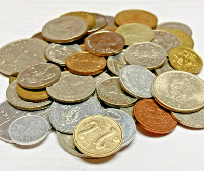 50 Coins from 50 Countries from 5 continents, plus a wheat cent (pre ...