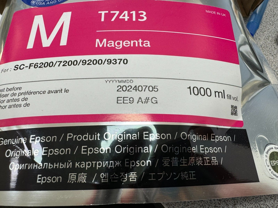 Genuine Epson Magenta T7413 Sublimation Ink Bag with Chip Exp.2024/07 ...