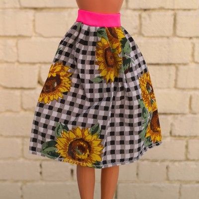 1/6 Scale Female Doll Clothes 90s BLACK WHITE CHECKER SKIRT 11" Barbie ...