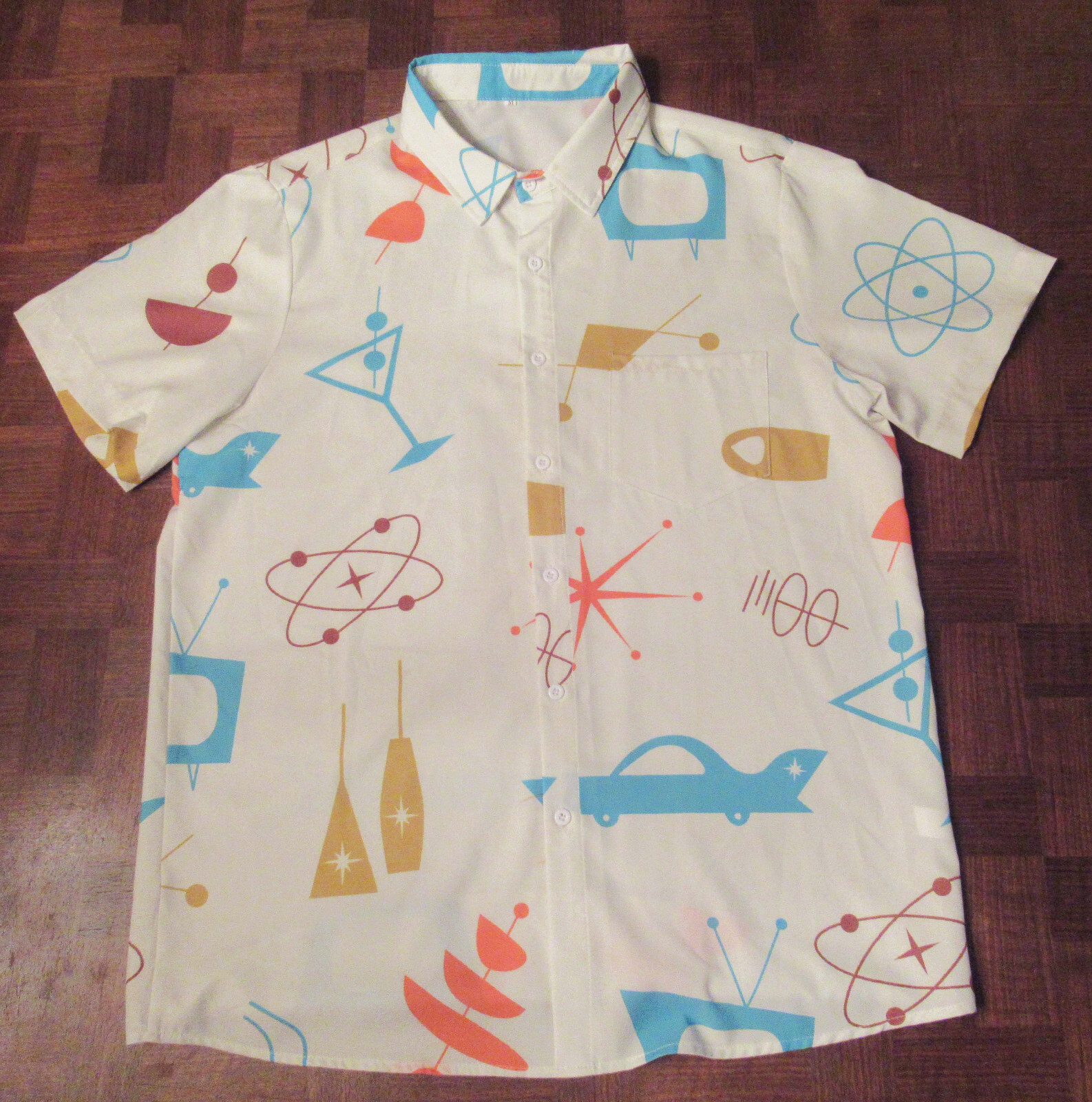 Retro 50s Googie icons tail fin cars button-front Haw… - Gem