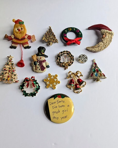 Vintage Estate Sale Christmas Holiday Brooches Lapel Pins Bundle Lot | eBay