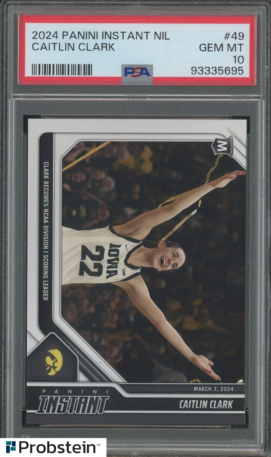 2023 Panini Instant NIL WNBA #49 Catlin Clark RC Rookie PSA 10 GEM MINT ...