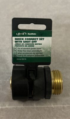 ORBIT Quick Connect Set With Shut-Off ~Fits Standard Garden Hose/#56174 ...