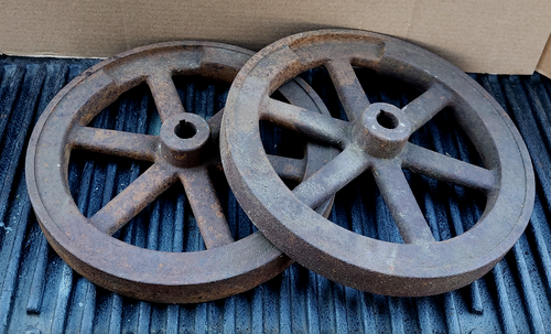 Make Offer for these Two beefy Antique FLYWHEELS for hit miss engine 42 ...